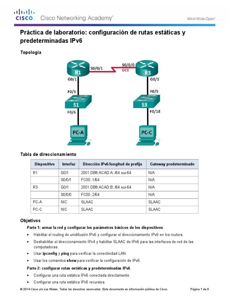 6.2.4.5 Lab - Configuring IPv6 Static and Default Routes | PDF | Yo Pv6 ...