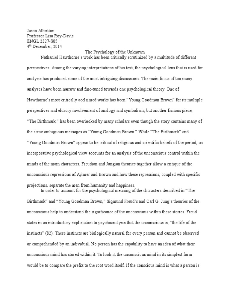 Research Paper Final Draft | PDF | Analytical Psychology | Unconscious Mind