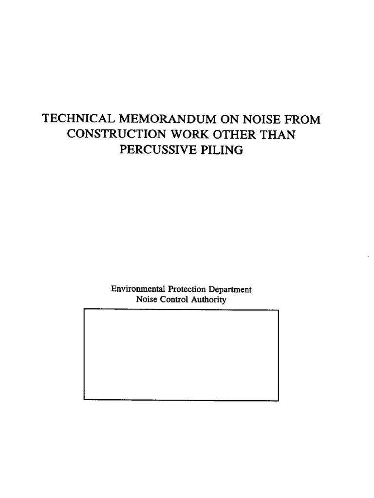 Technical Memorandum On Noise From Construction Work Other Than ...