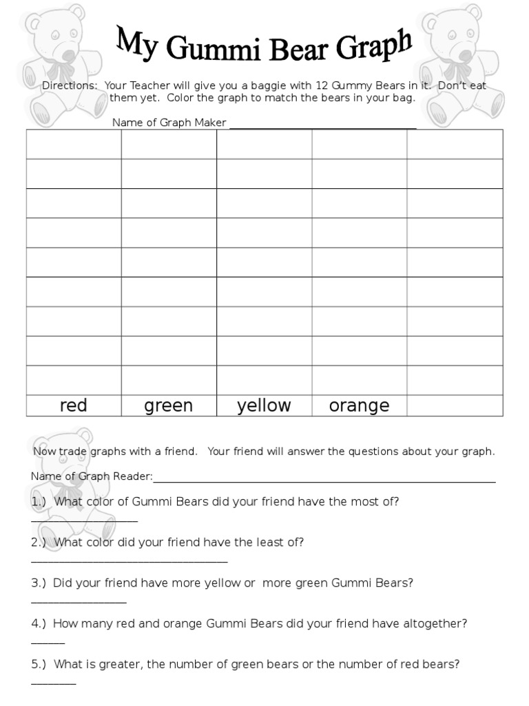 Gummy Bear Graph Activity Instructions | PDF | Teaching Methods ...