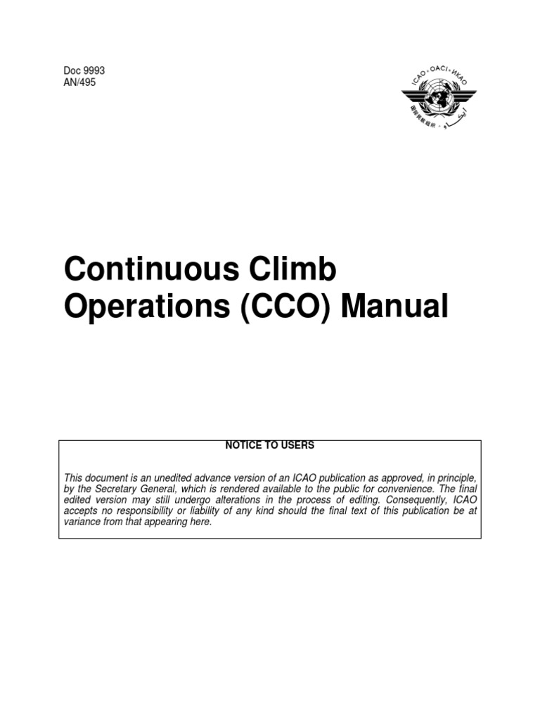 Continuous Climb Operations (CCO) Manual: Doc 9993 AN/495 | PDF | Air ...