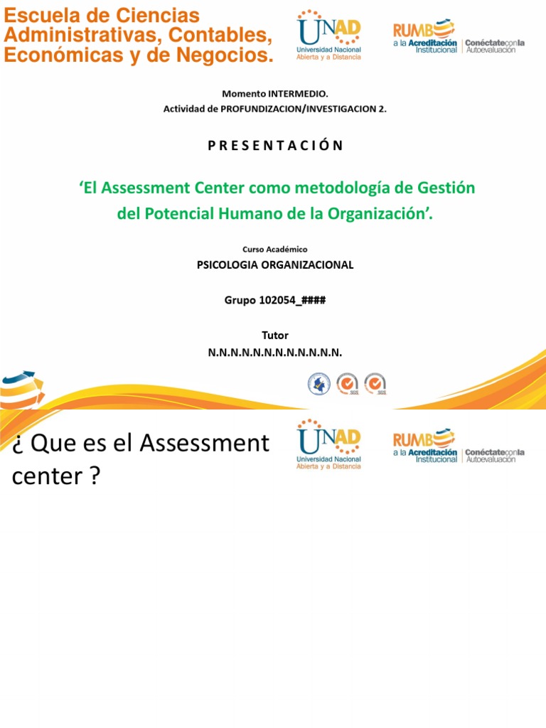 PLANTILLA Assessment Center. | PDF
