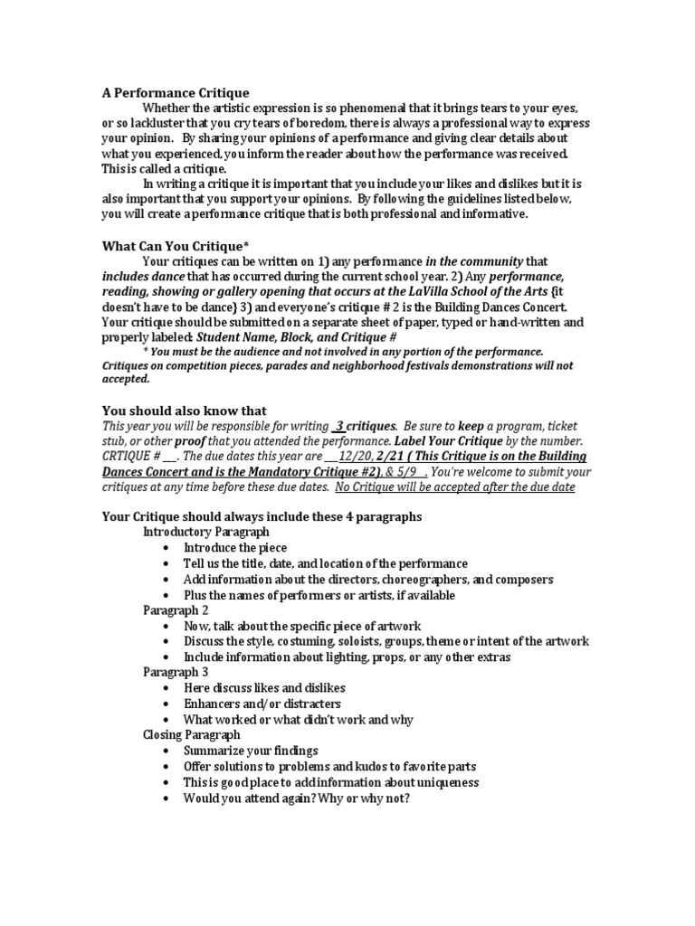 Critique Sheet 2016 | PDF | Paragraph | Reading Comprehension