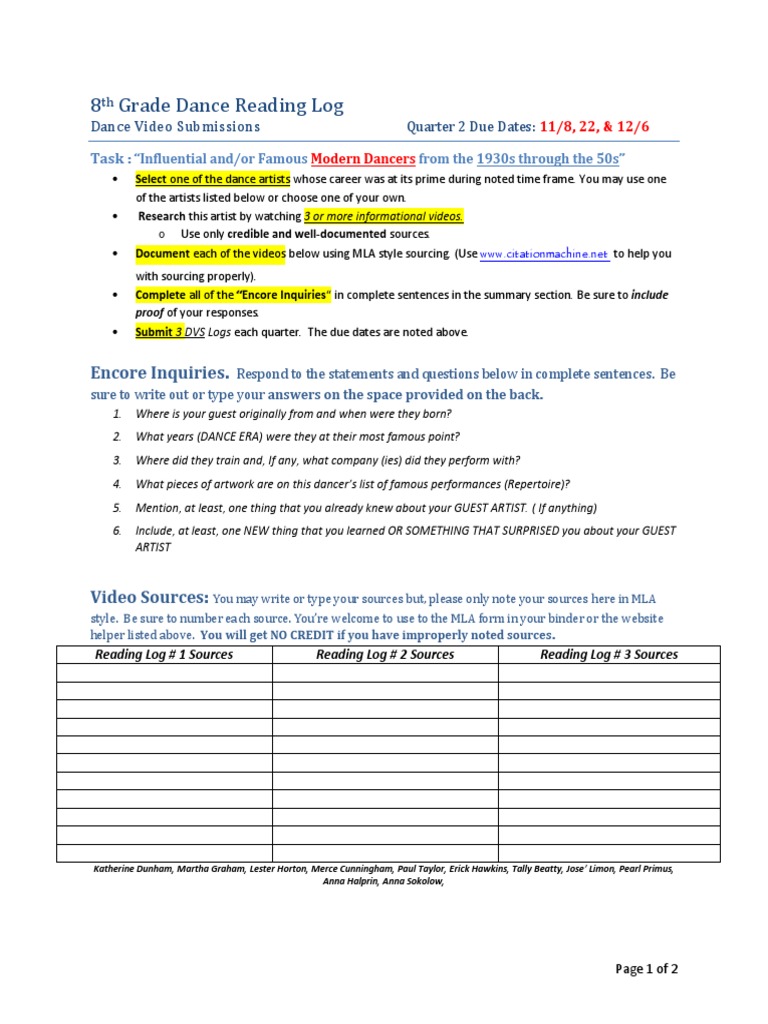 Block 3 8th Grade Reading Log 2 2016 | PDF