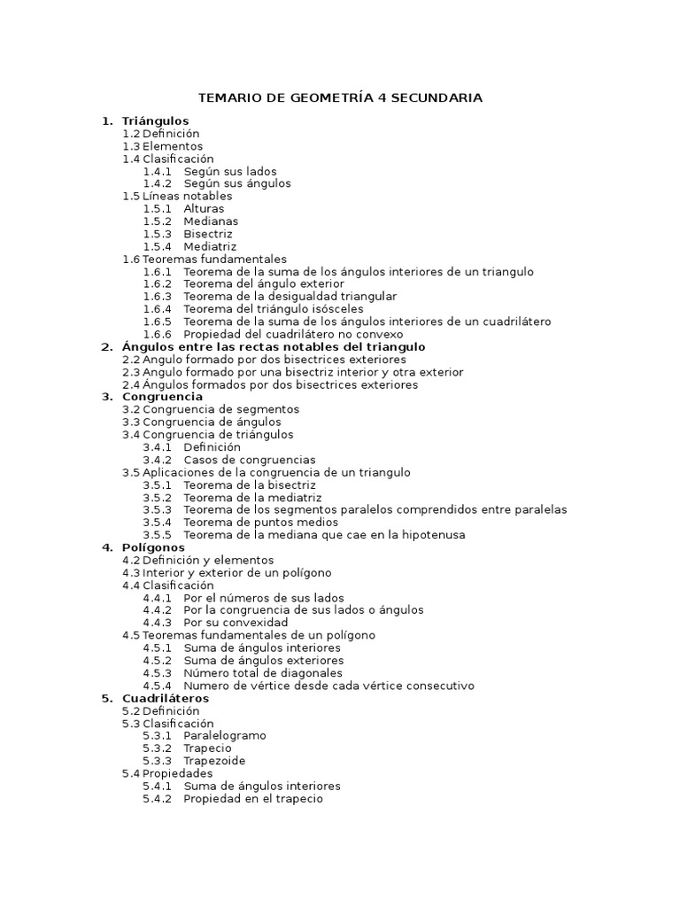 Temario de Geometría 4 Secundaria | Elipse | Triángulo