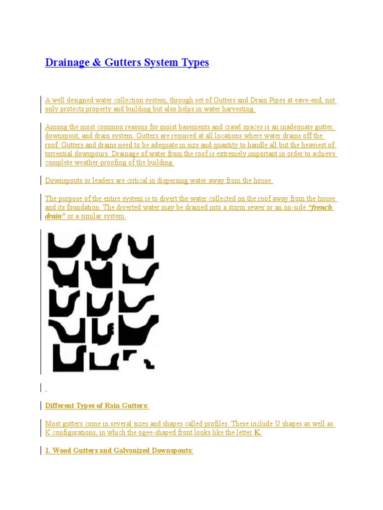 Drainage & Gutters System Types | PDF | Home & Garden