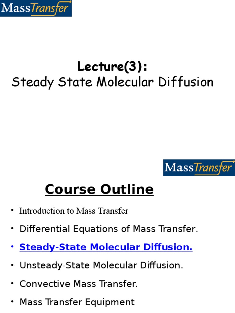 Lecture (4) Steady State Molecular Diffusion | PDF