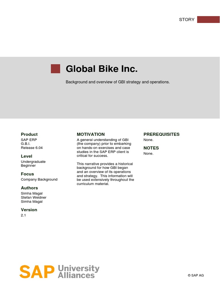 Global Bike Inc - SAP ERP | PDF | Sap Se | Enterprise Resource Planning
