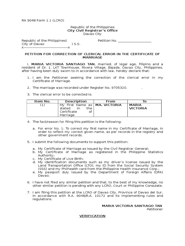 RA 9048 Form 2 | Identity Document | Government And Personhood