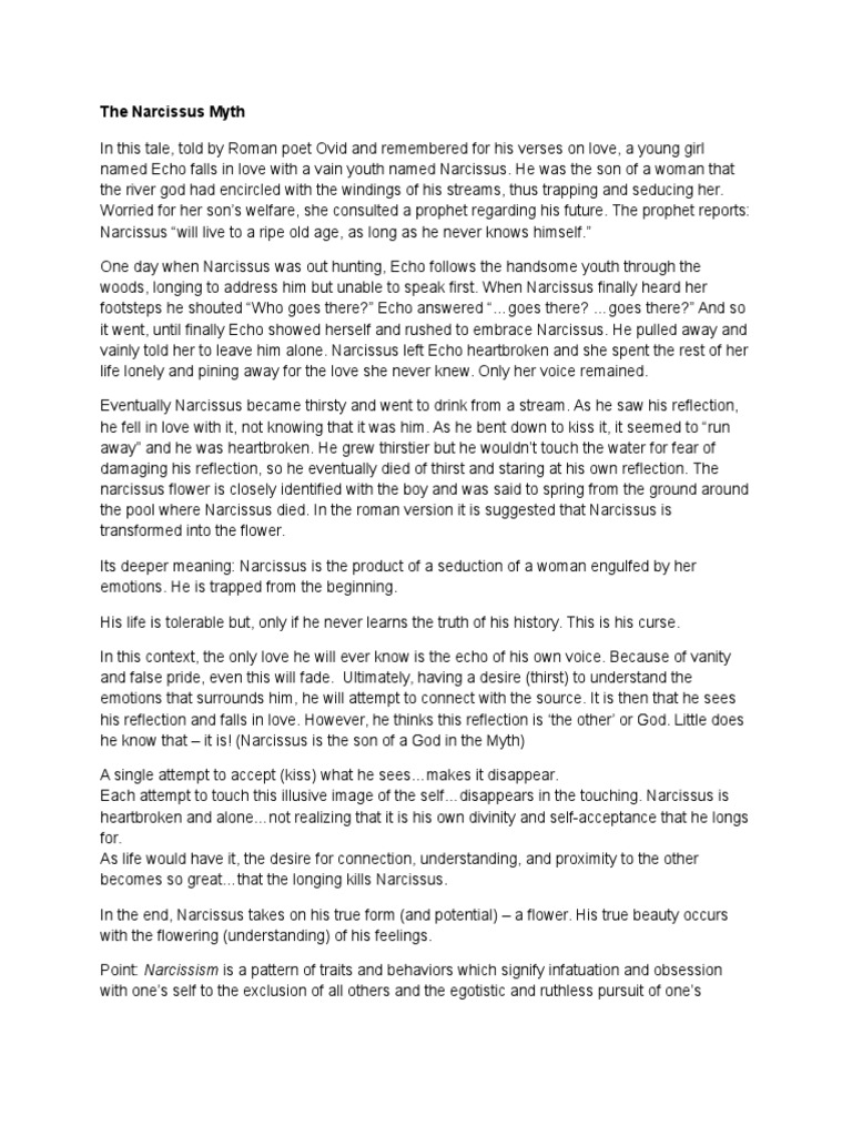 The Narcissus Myth | PDF | Narcissism | Psychological Concepts