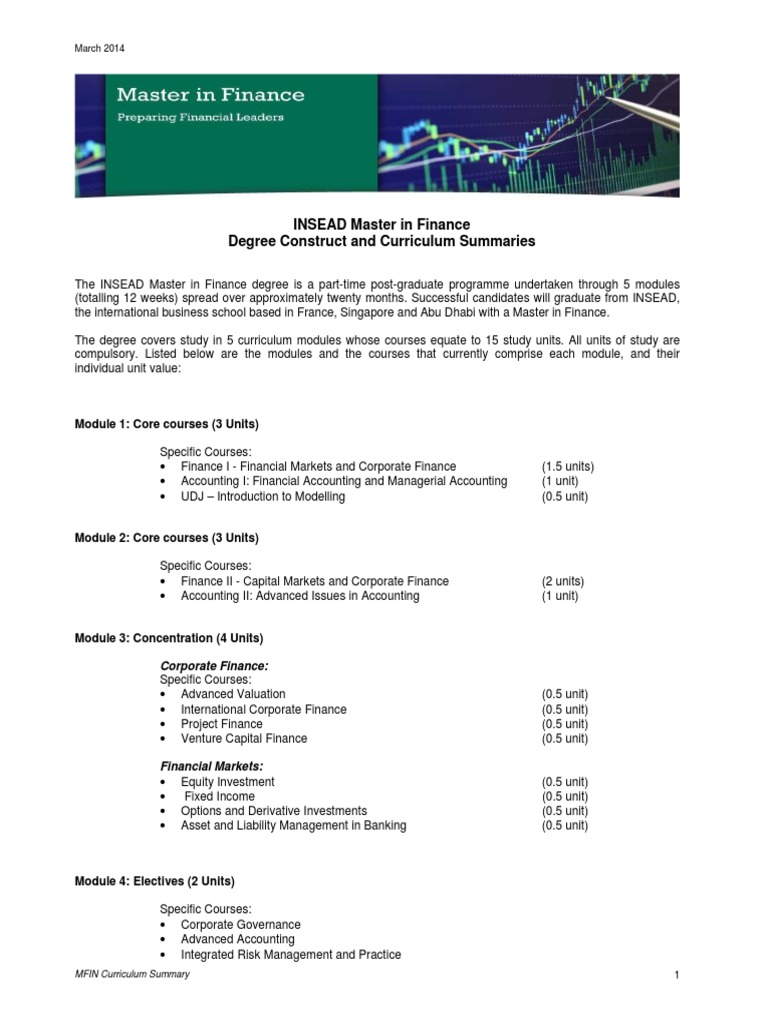 INSEAD Master in Finance Curriculum PDF | PDF | Option (Finance ...