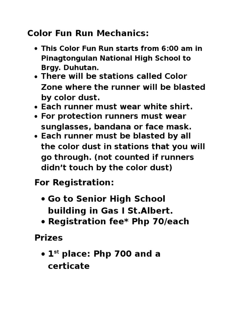 Color Fun Run Mechanics | PDF