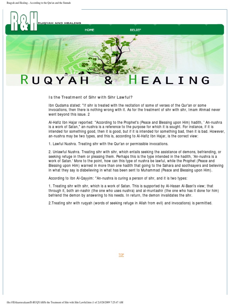 Is The Treatment of Sihr With Sihr Lawful? | PDF