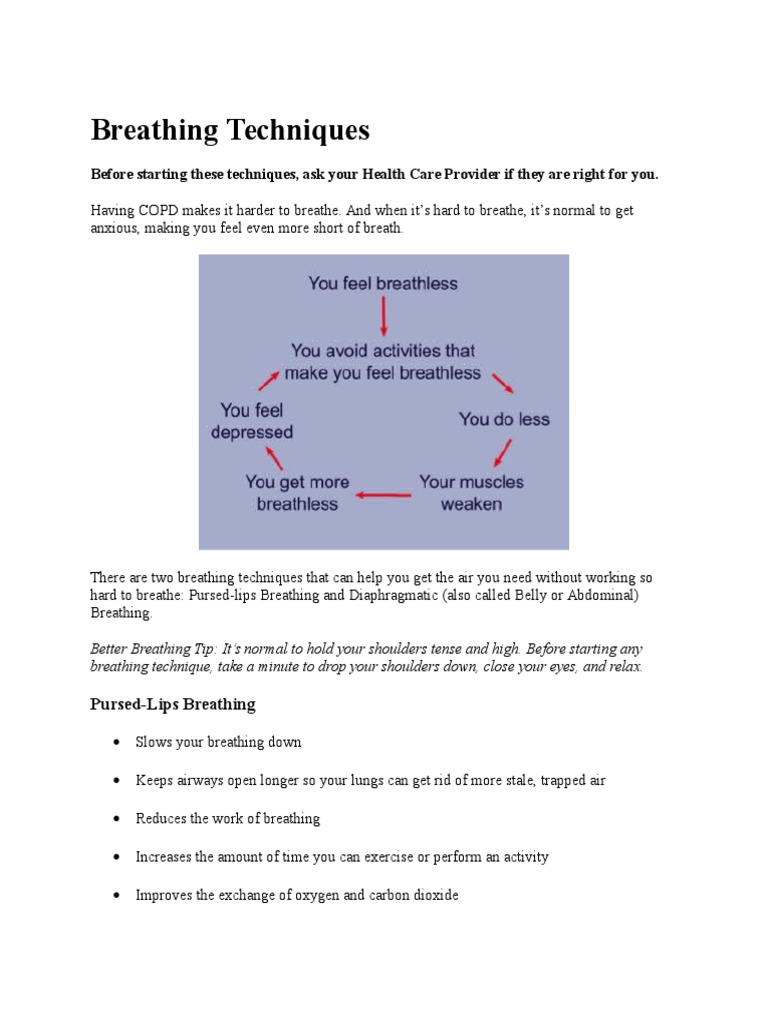 Breathing Techniques | PDF | Breathing | Chronic Obstructive Pulmonary ...