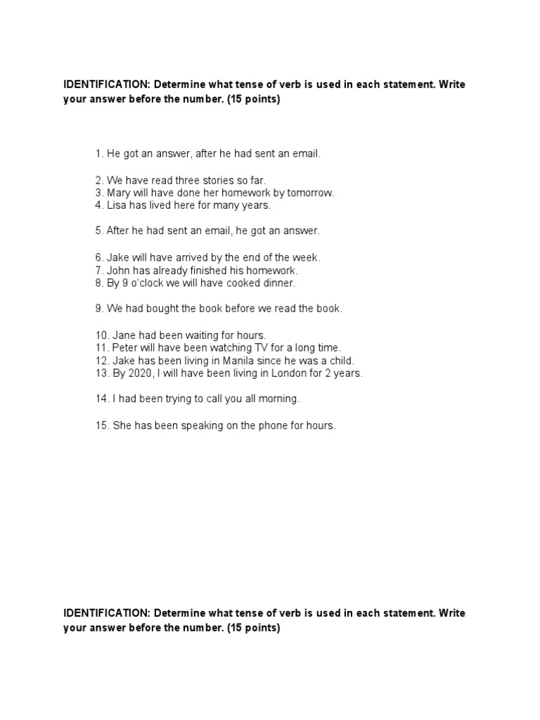 Verb Tense Identification Guide | PDF | Language Arts & Discipline ...