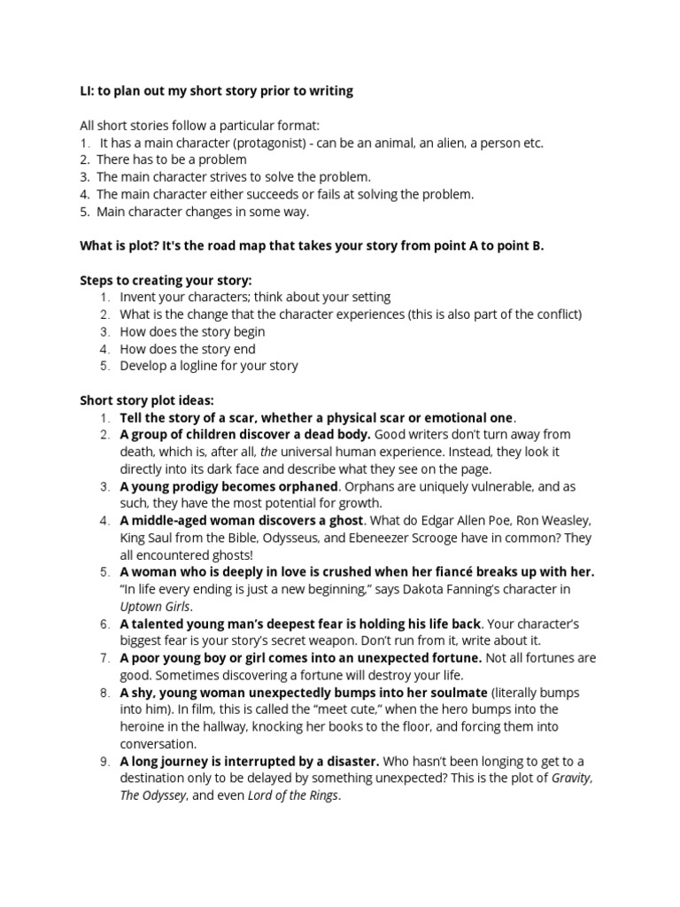 Copyoftemplateshortstoryplanning | PDF | Punctuation | Plot (Narrative)