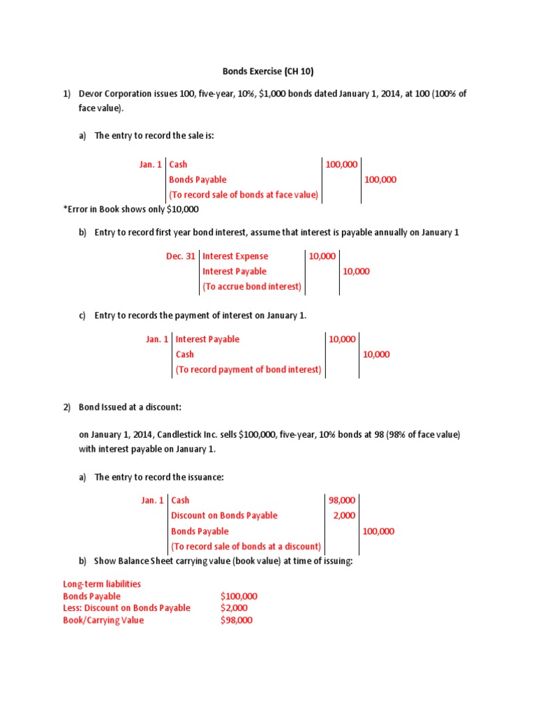 CH 10 - Bonds Exercise (Solution) | PDF | Bonds (Finance) | Book Value
