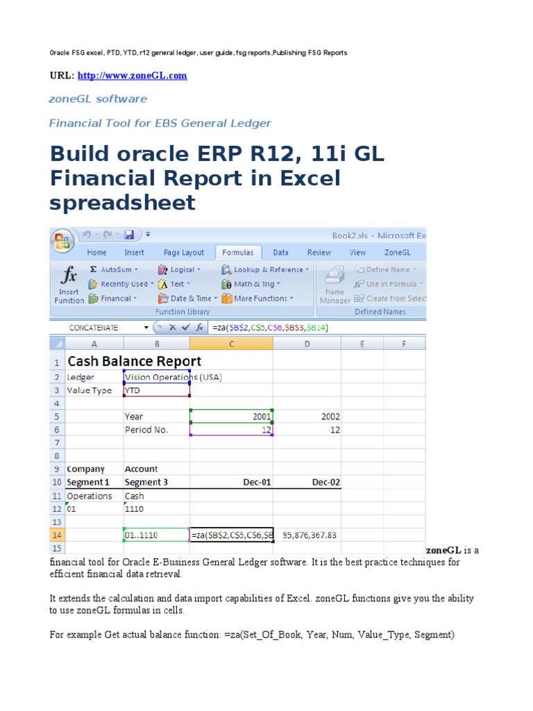 Build Oracle ERP R12, 11i General Ledger Financial Report | PDF