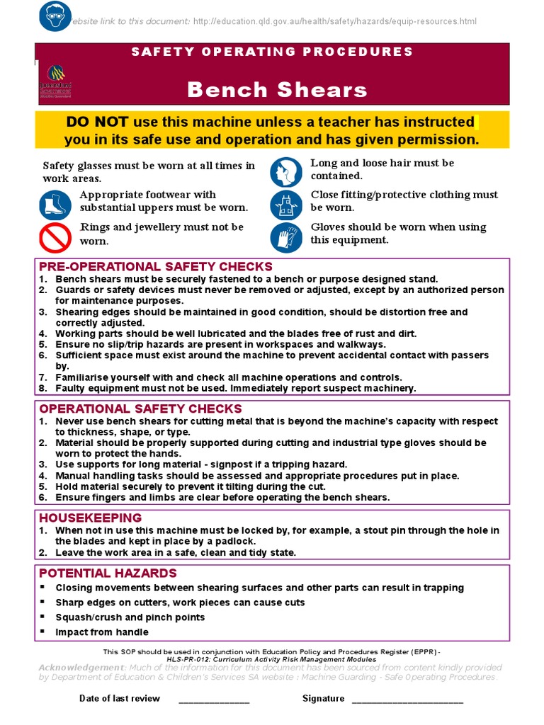 Bench Shears | PDF | Scissors | Personal Protective Equipment