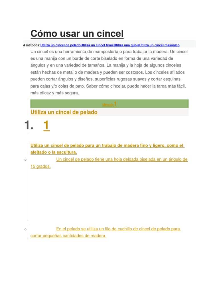 Guía para usar un cincel eficazmente | PDF | Herramientas | Naturaleza