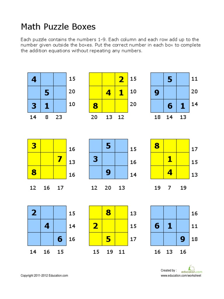 Addition-Math-Puzzles - s1 PDF | PDF