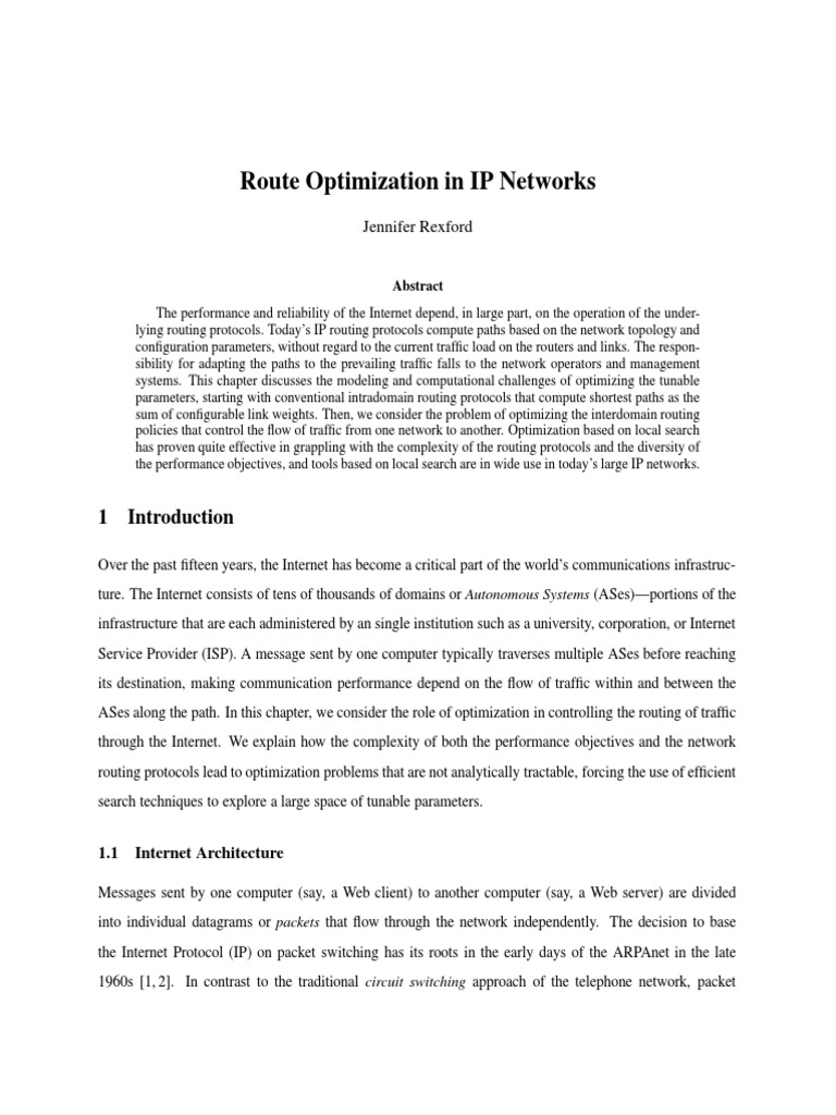 Route Optimization in IP Network | PDF | Routing | Router (Computing)