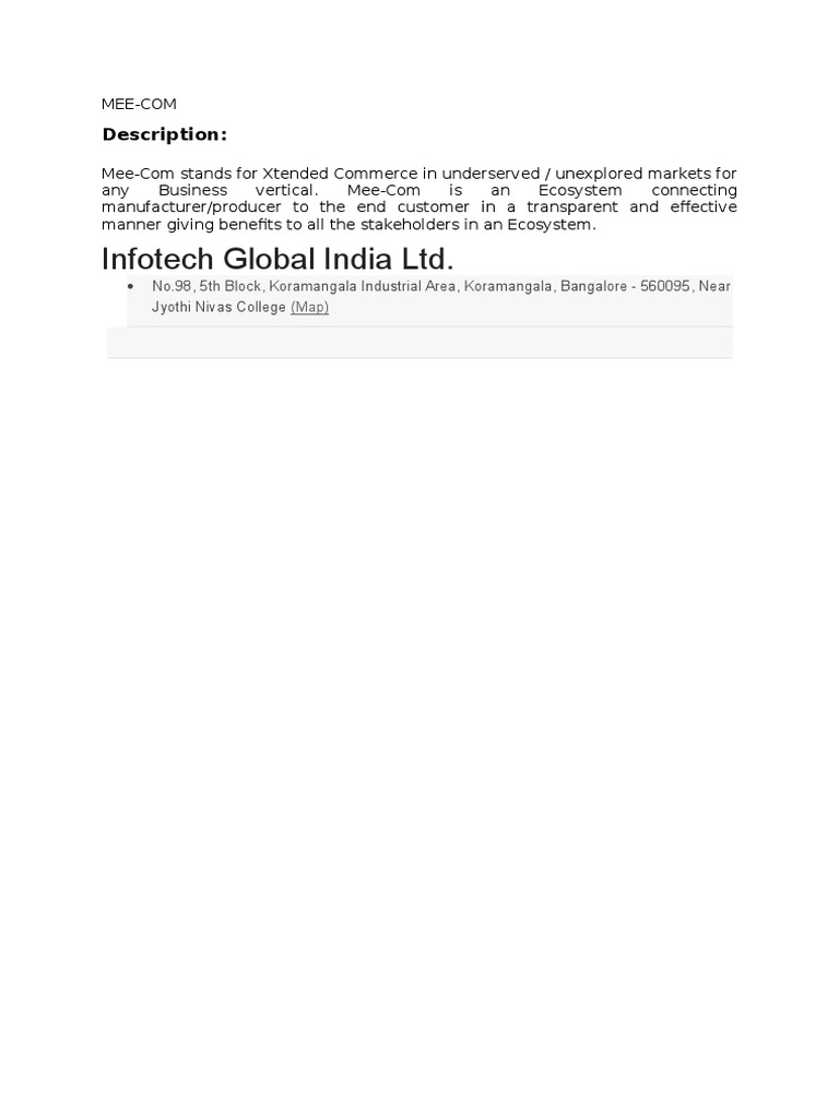 Infotech Global India LTD.: Description | PDF
