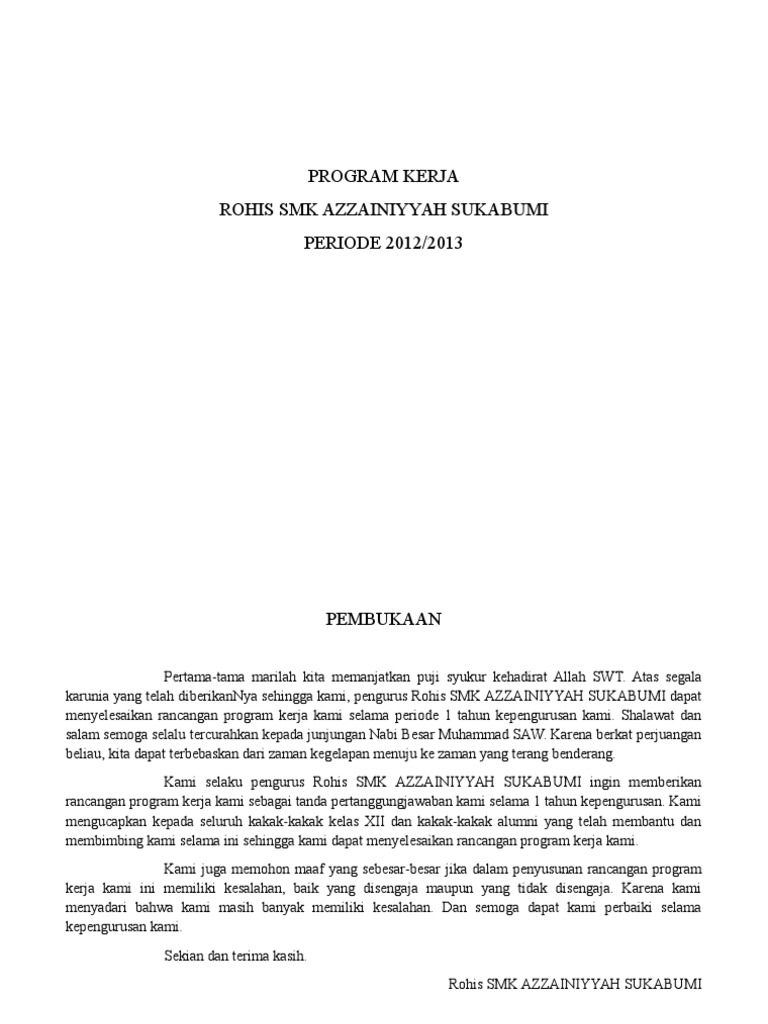 Program Kerja ROHIS | PDF