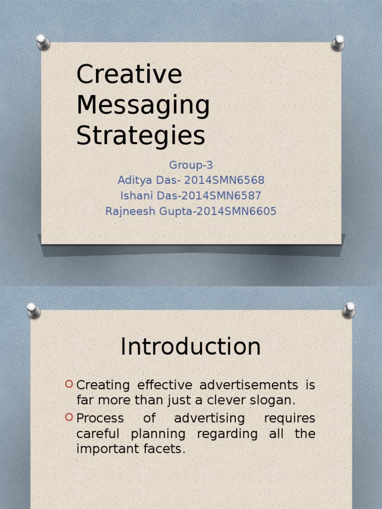 Presentation - Creative Messaging Strategies | PDF | Brand | Strategic ...