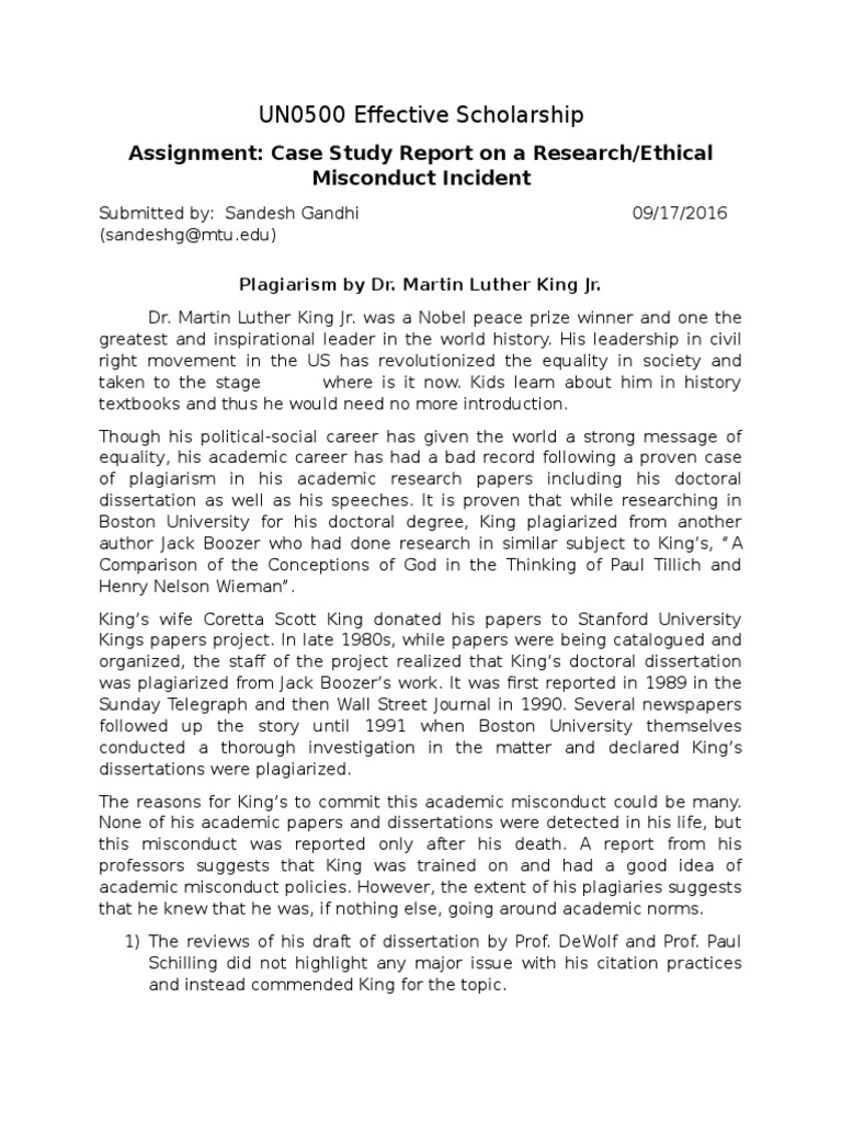Plagiarism Case Study | Martin Luther King Jr. | Plagiarism