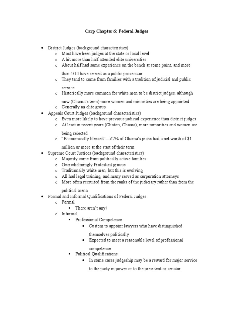 Federal Judges Background Characteristics Selection Process | PDF ...