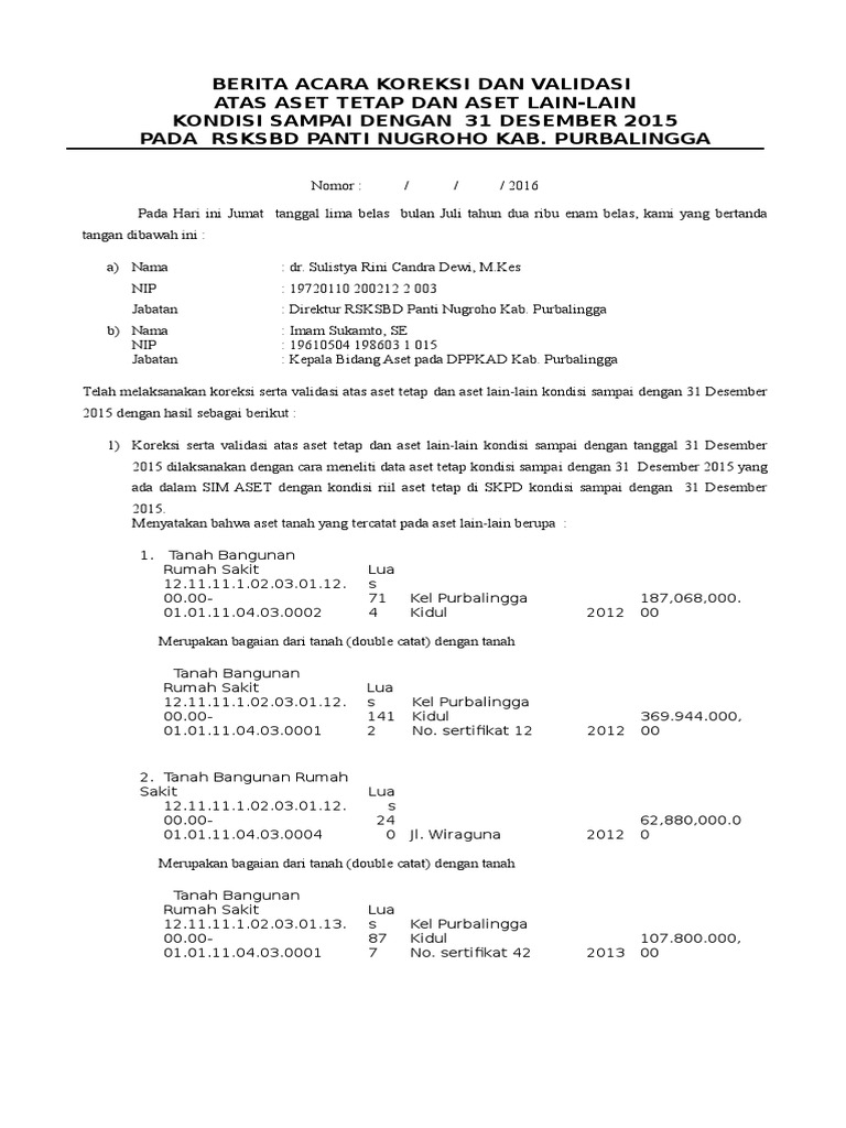 BA Koreksi Atas Aset Tetap Dan Aset Lain-Lain | PDF