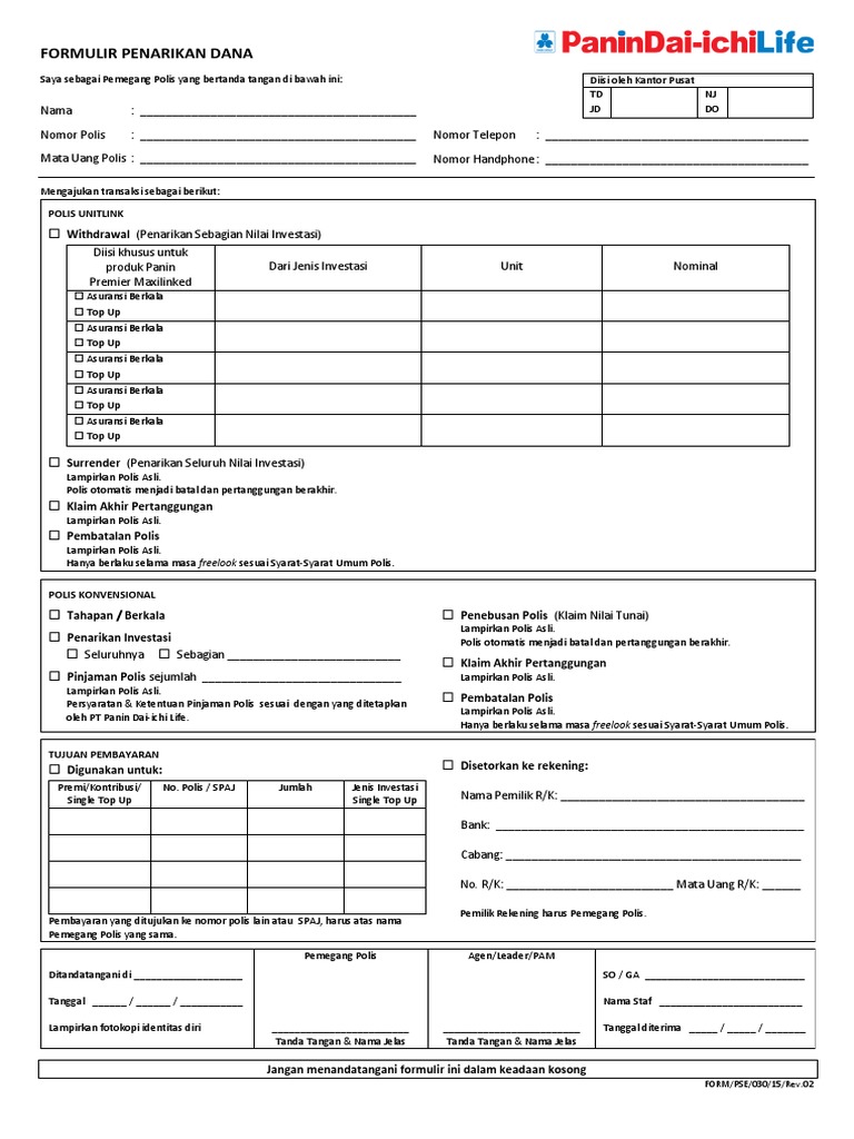 Fund Withdrawal Form | PDF