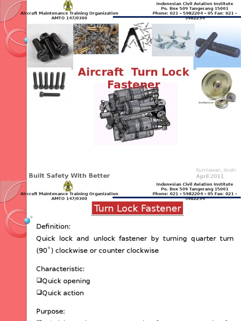 Aircraft Turn Lock Fastener Overview | PDF | Manufactured Goods ...