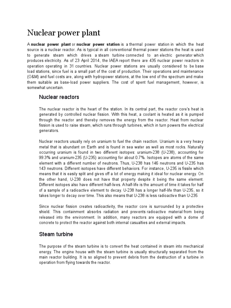 Nuclear Power Plant Basics | PDF | Pressurized Water Reactor | Nuclear ...