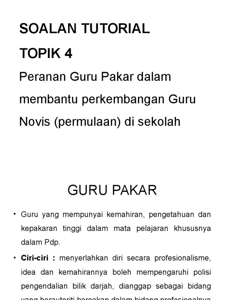 Peranan Guru Pakar Dalam Membantu Perkembangan Guru Novis | PDF