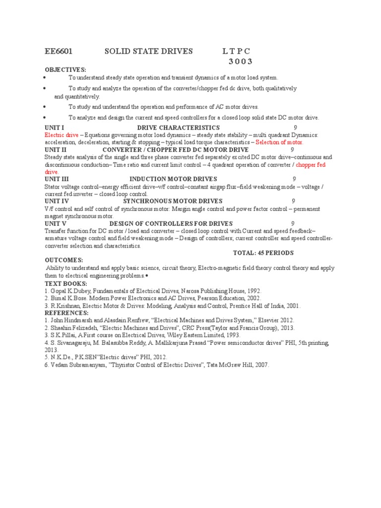 Ee6601 Solid State Drives L T P C 3 0 0 3 | PDF