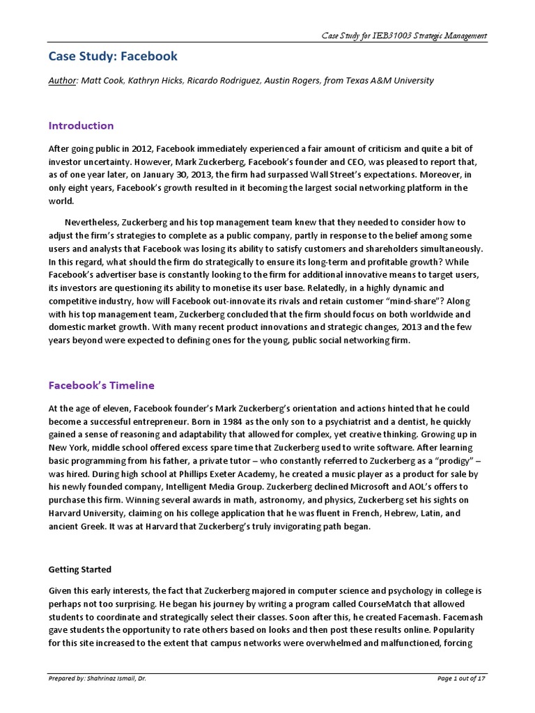 Case Study - Facebook On IE | PDF | Mark Zuckerberg | Facebook