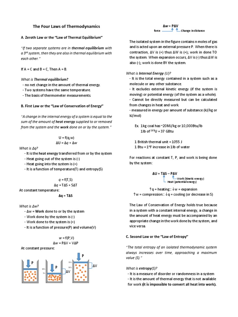 Thermodynamics Notes | PDF | Gibbs Free Energy | Thermodynamic Equilibrium