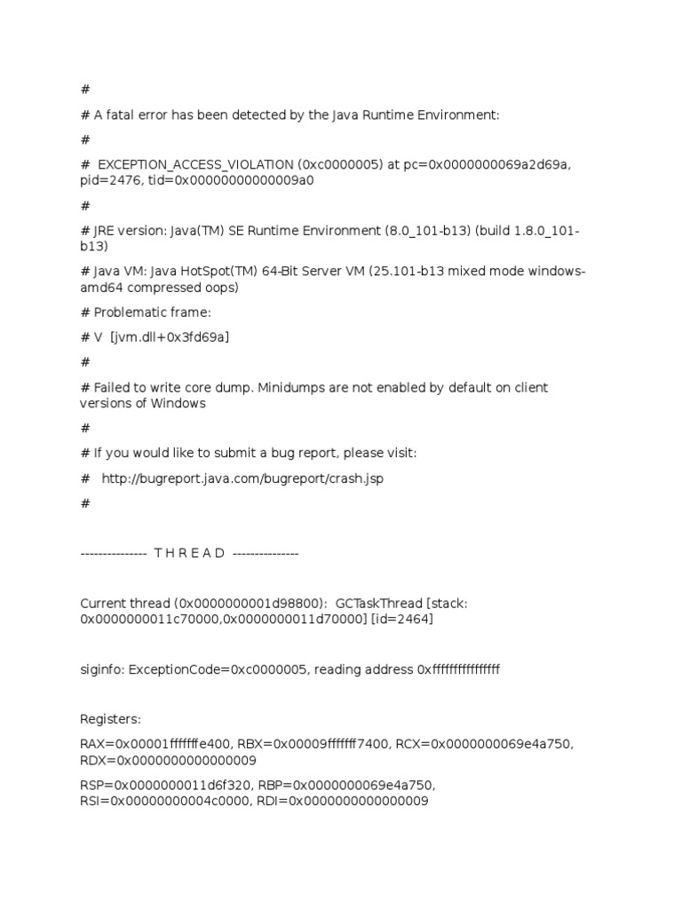 A Fatal Error Has Been Detected by The Java Runtime Environment | PDF | Computers