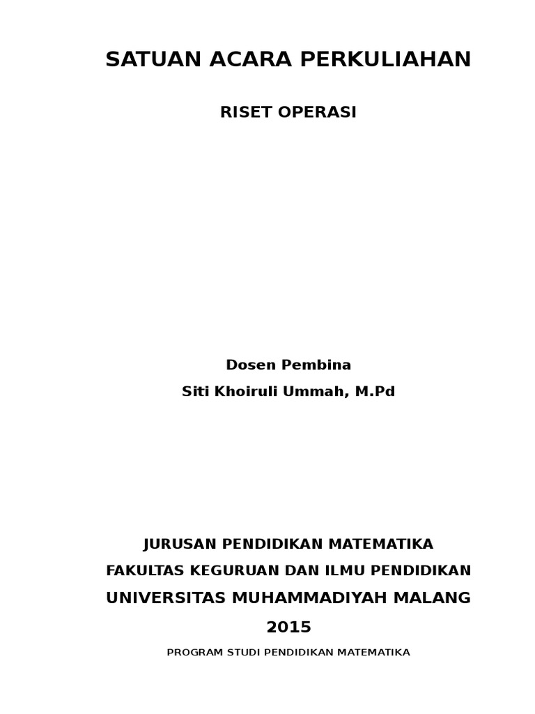 RPS Riset Operasi | PDF