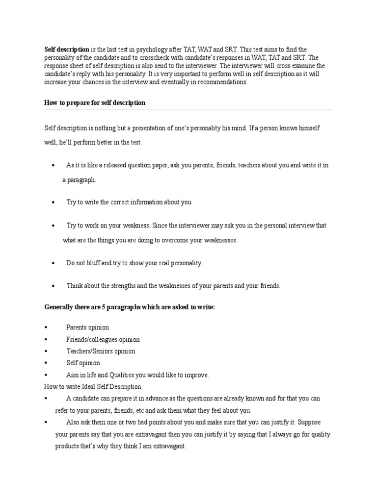 Self Description | PDF | Motivation | Motivational