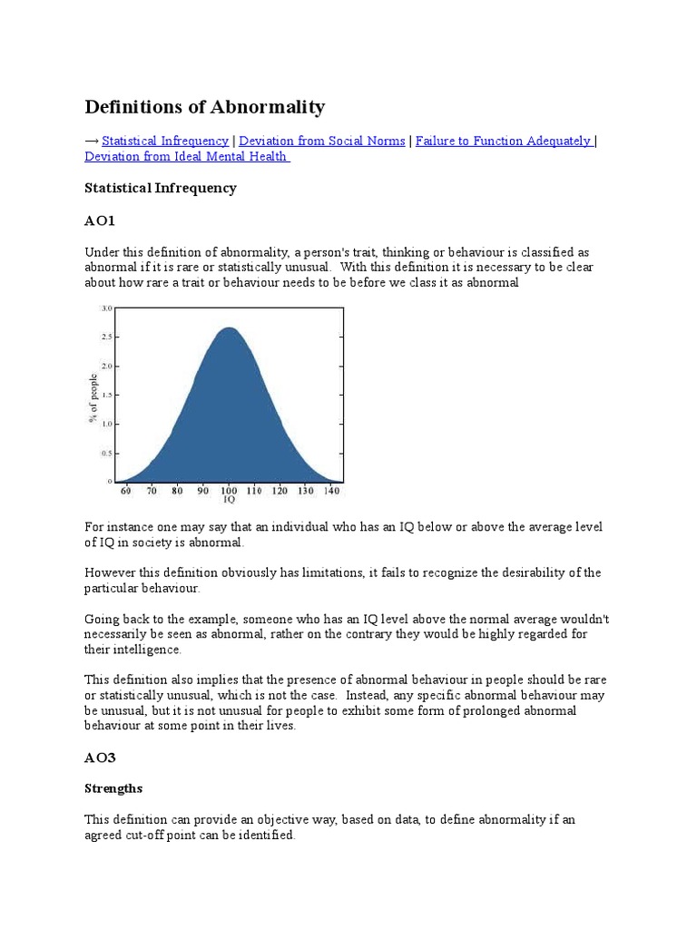 Definitions of Abnormality: Statistical Infrequency AO1 | Download Free ...