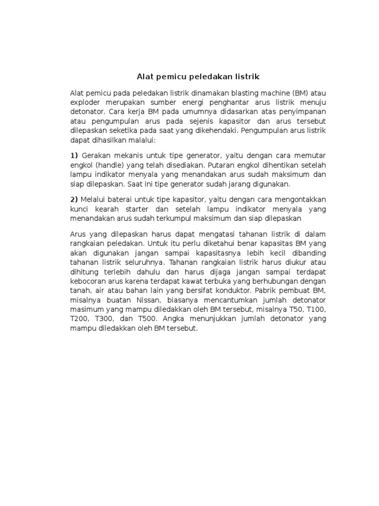 Teknik Pemicu Peledakan Listrik & Nonel | PDF