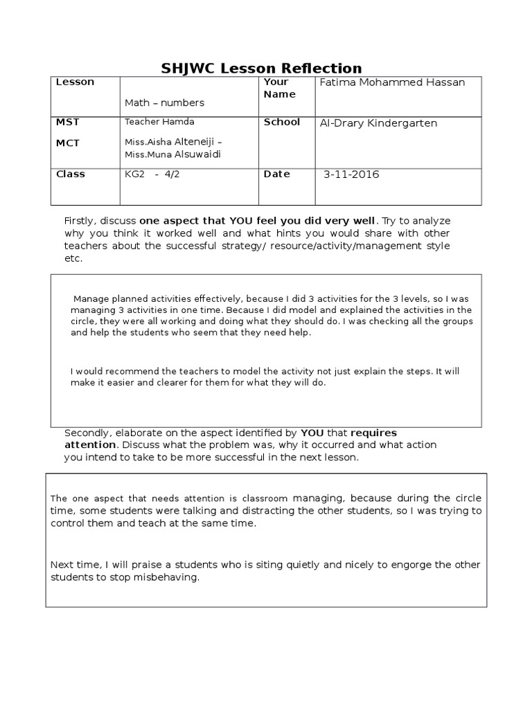 Numbers Reflection | PDF