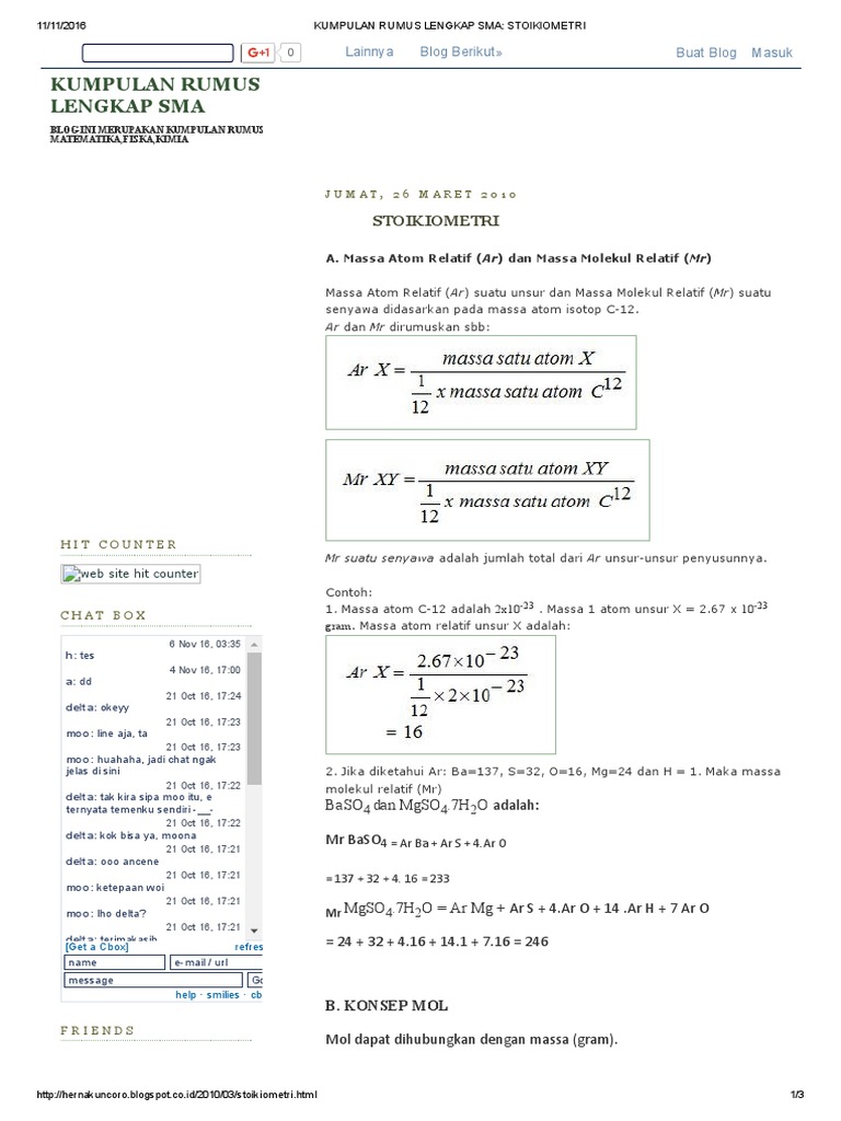 Kumpulan Rumus Lengkap Sma - Stoikiometri | PDF