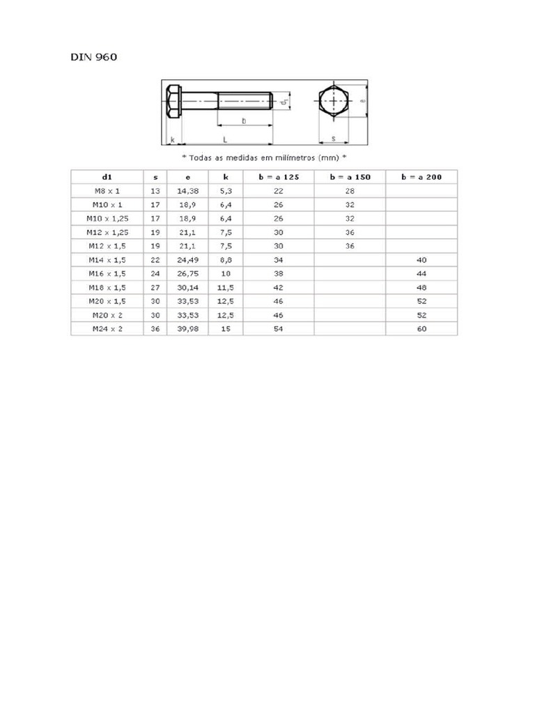 Modelo de Parafuso DIN 960 | PDF