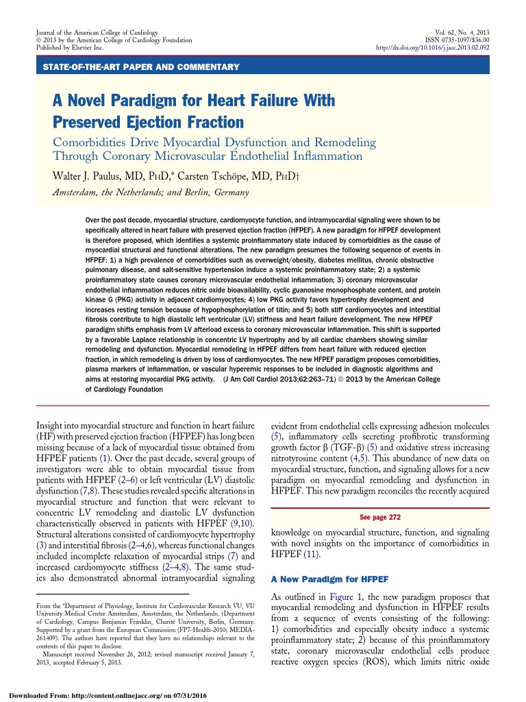 A Novel Paradigm For Heart Failure With Preserved Ejection Fraction ...