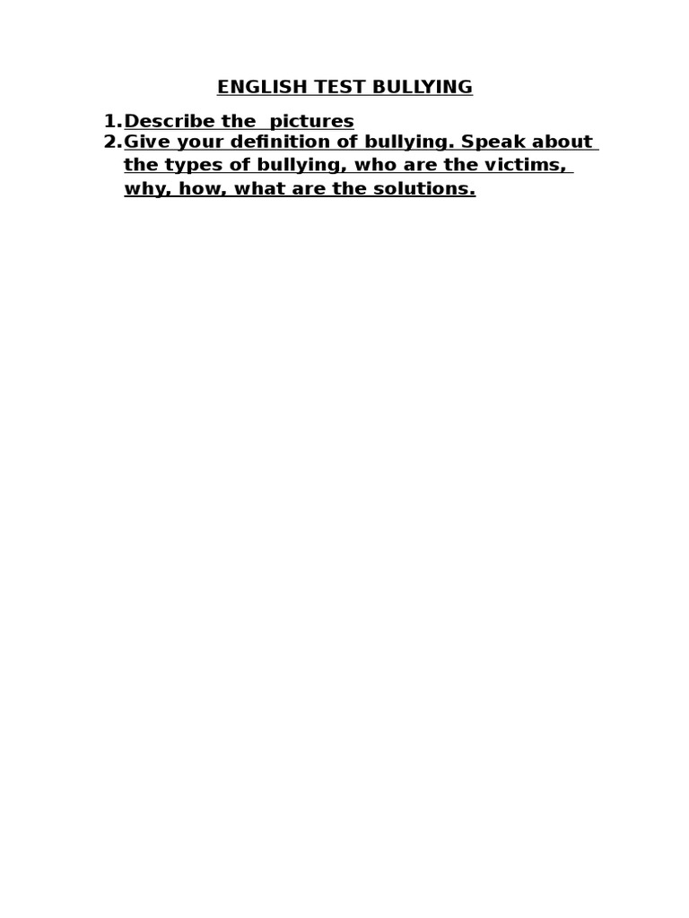 English Test Bullying | PDF