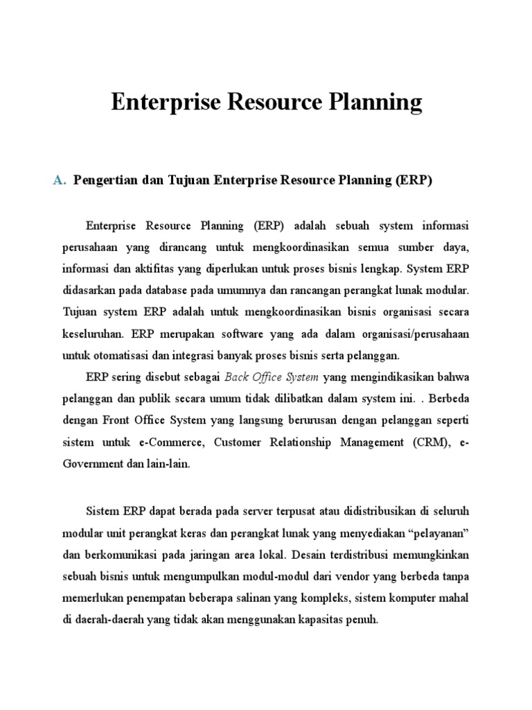 Enterprise Resource Planning | PDF